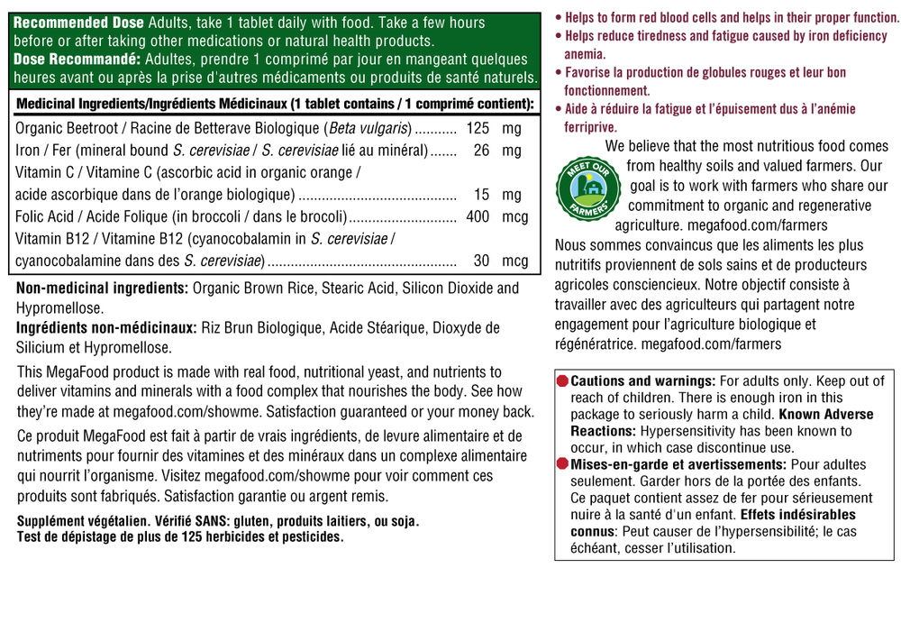 MegaFood Blood Builder Iron Tablets – Iron Supplements Canada